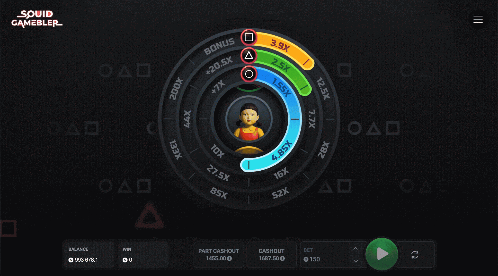 Squid Gamebler Game ⏹🔼⏺ INOUT Free Demo + Money Mode