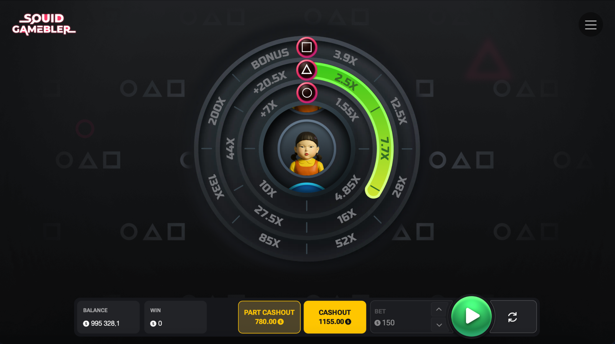 Squid Gamebler Game ⏹🔼⏺ INOUT Free Demo + Money Mode